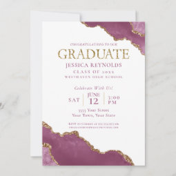 Modern Pink Gold Photo Graduation Party Invitation | Zazzle