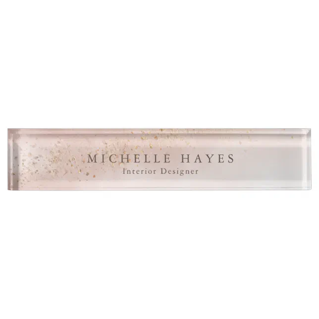 Modern Pink Gold Watercolor Desk Name Plate | Zazzle