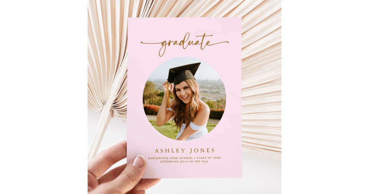Modern Pink Graduate Photo Graduation Announcement | Zazzle
