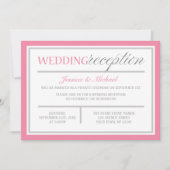Modern Pink & Gray Wedding Reception Invitation | Zazzle