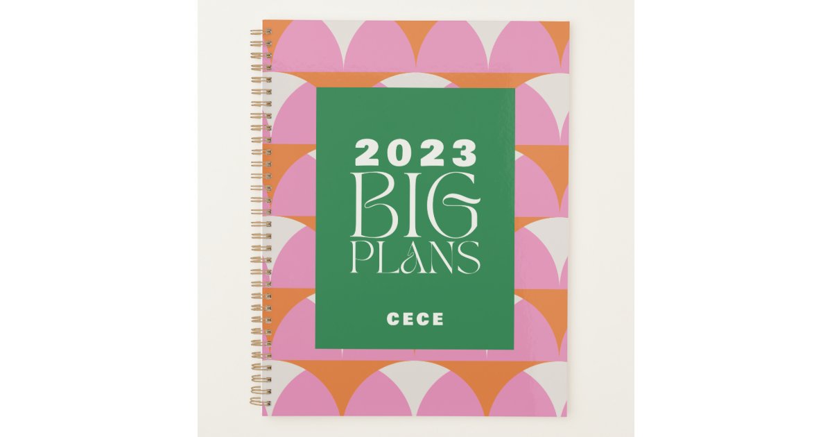 Modern pink green geometric big plans planner | Zazzle