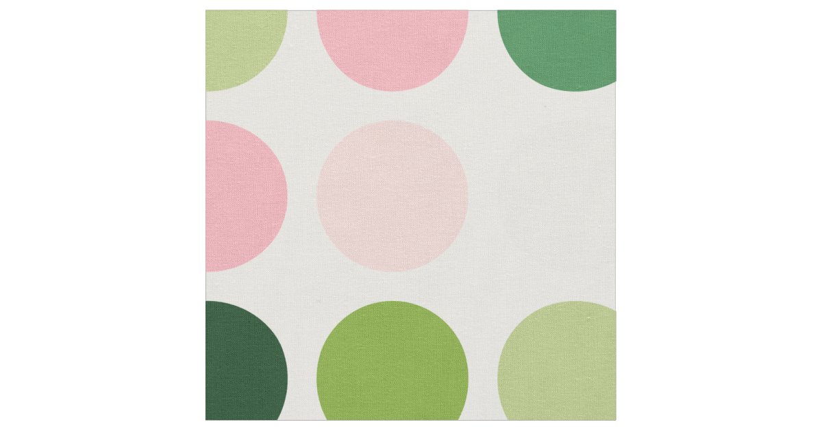 Modern pink green polka dots pattern monogram fabric | Zazzle