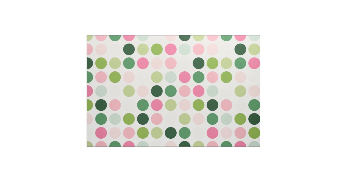Modern pink green polka dots pattern monogram fabric | Zazzle