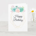 Modern Pink & Green Succulents Watercolor Birthday Card | Zazzle