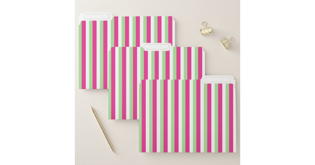 Modern pink green white striped geometric pattern file folder | Zazzle