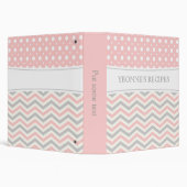Modern pink, grey, white chevron & polka dot binder | Zazzle