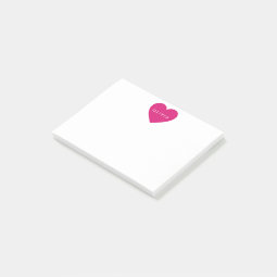 Modern Pink Heart Personalized Post-it Notes | Zazzle