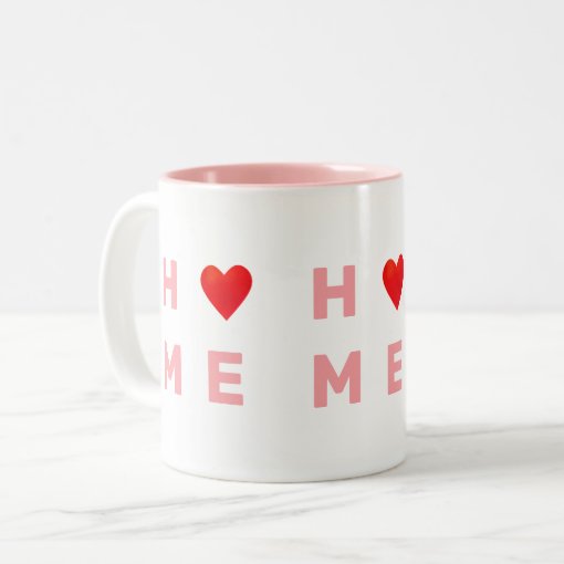Modern Pink Home & Heart Two-Tone Coffee Mug | Zazzle