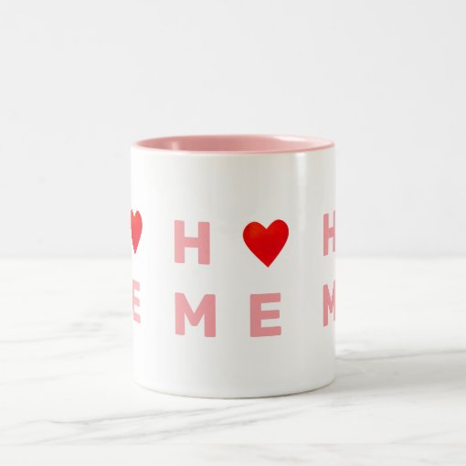 Modern Pink Home & Heart Two-Tone Coffee Mug | Zazzle