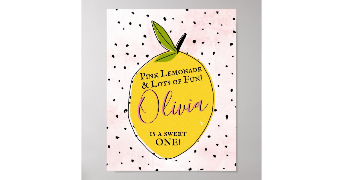 Modern Pink Lemonade 1st Birthday Welcome Poster | Zazzle