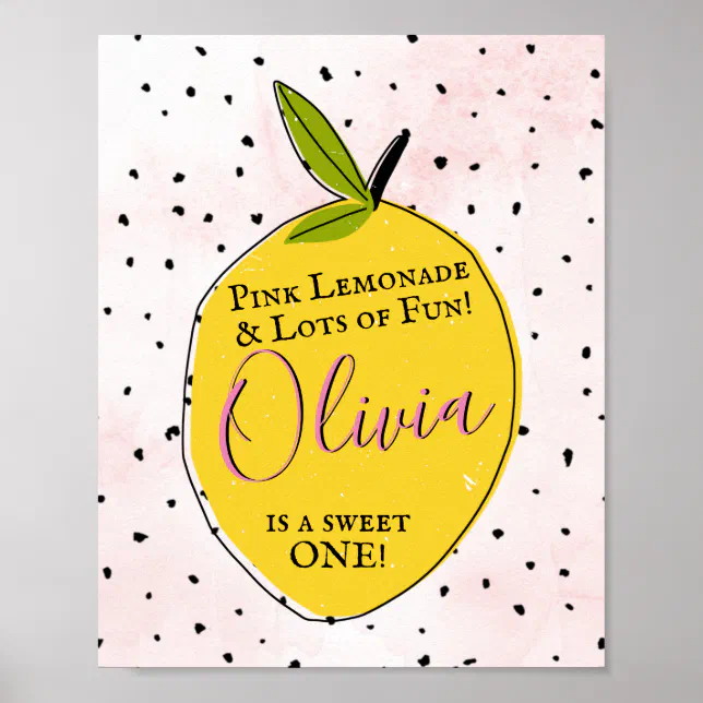 Modern Pink Lemonade 1st Birthday Welcome Poster | Zazzle