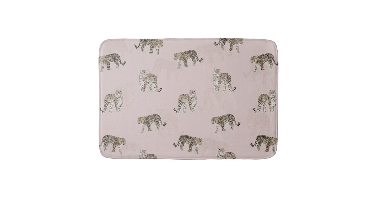Modern Pink Leopard Jungle Animals Bath Mat | Zazzle