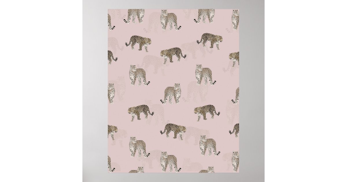 Modern Pink Leopard Jungle Animals Poster | Zazzle