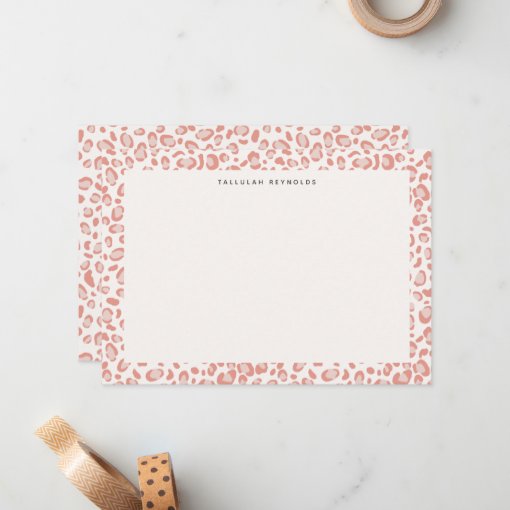 Modern Pink Leopard Pattern Animal Print Note Card | Zazzle