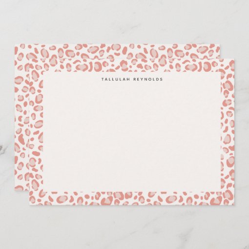 Modern Pink Leopard Pattern Animal Print Note Card | Zazzle