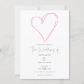 Modern pink love heart wedding invitation | Zazzle