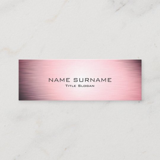 Modern Pink Metallic Brushed Mini Business Card | Zazzle.com