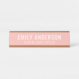 Modern Pink Office Employee Desk Name Plate | Zazzle