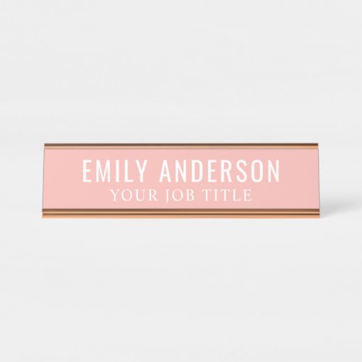 Modern Pink Office Employee Desk Name Plate | Zazzle