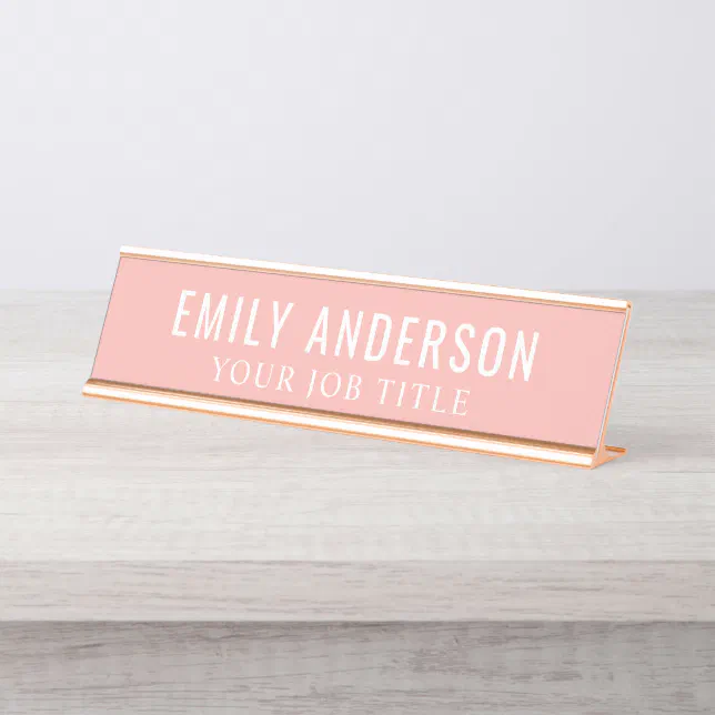 Modern Pink Office Employee Desk Name Plate | Zazzle