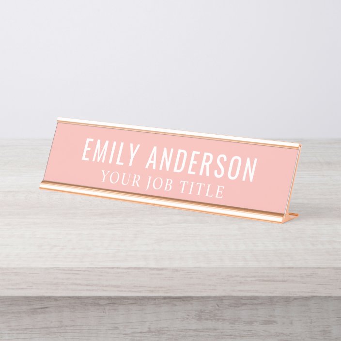 Modern Pink Office Employee Desk Name Plate | Zazzle.com