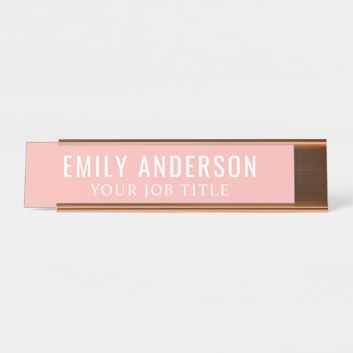 Modern Pink Office Employee Desk Name Plate | Zazzle