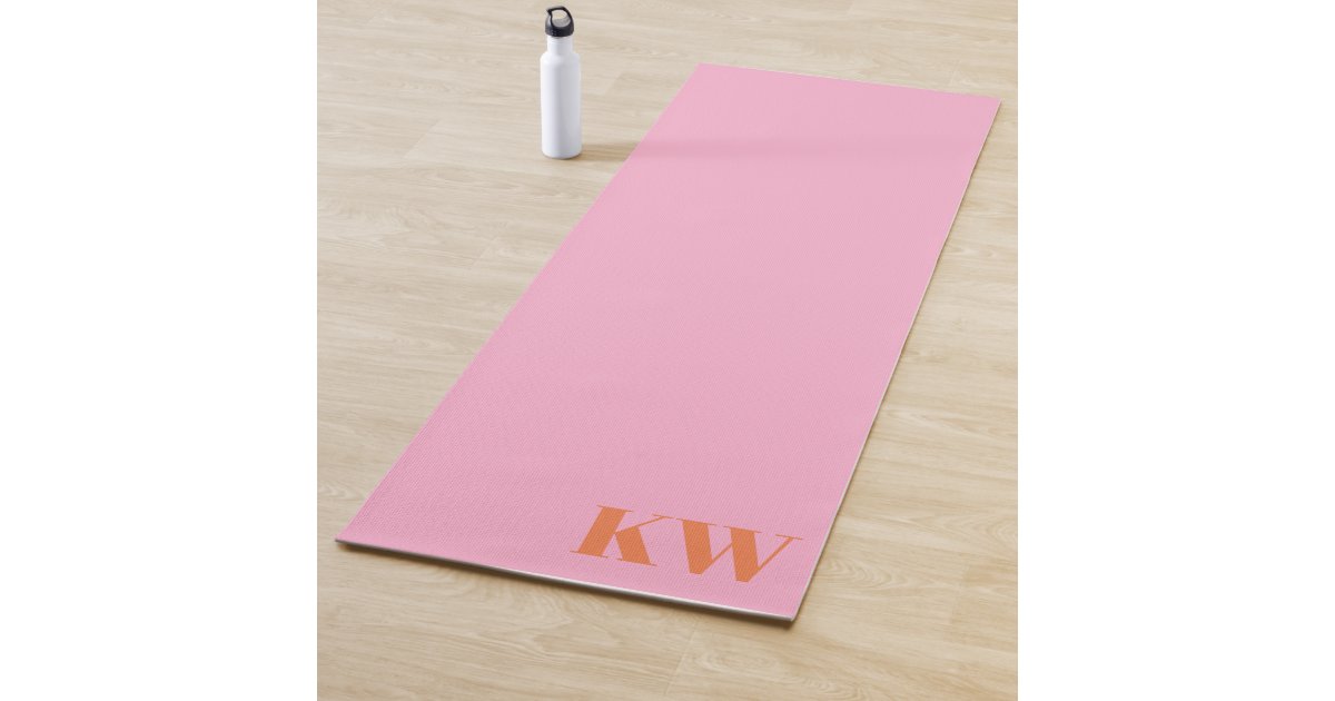 Modern Pink Orange Monogram Initials Personalized Yoga Mat | Zazzle