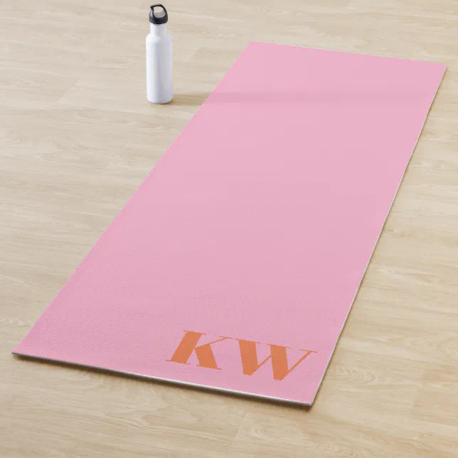 Modern Pink Orange Monogram Initials Personalized Yoga Mat | Zazzle