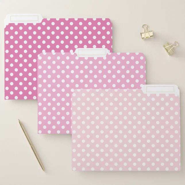 Modern Pink Polka Dot File Folder | Zazzle