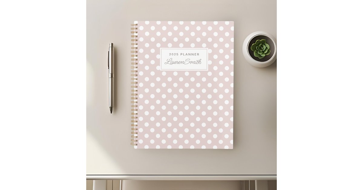 Modern Pink Polka Dots Planner | Zazzle