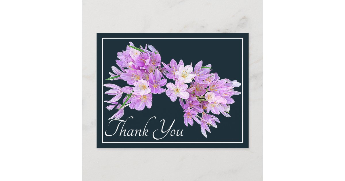 Modern Pink Purple Crocus Floral Pretty Thank You Postcard | Zazzle