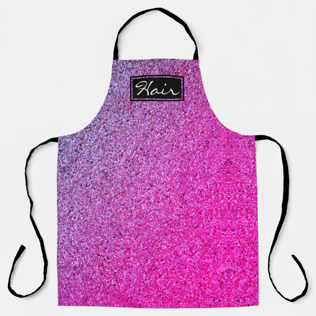 Modern Pink Purple Ombre Glitter Hair Stylist Apron | Zazzle