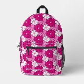 Modern Pink Purple White Floral Girly Pattern Printed Backpack | Zazzle