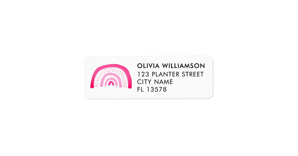 Modern Pink Rainbow address Label | Zazzle