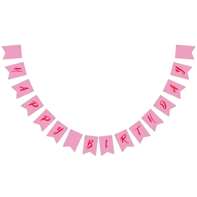 Modern Pink Red Happy Birthday Bunting Flag | Zazzle