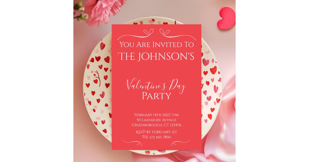 Modern Pink Red Valentines Day Party Invitation | Zazzle