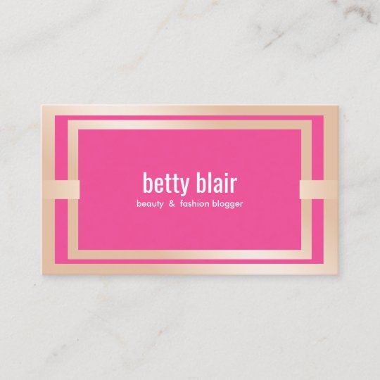 Modern Pink Rose Gold Beauty and Fashion Blogger Business Card | Zazzle.com