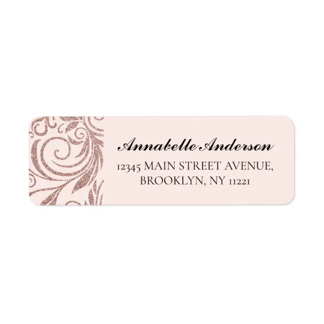 Modern Pink Rose Gold Glitter Geometric Sparkle Label | Zazzle