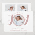 Modern Pink Script Baby Girl Three Photo Birth Announcement | Zazzle