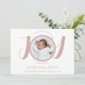 Modern Pink Script Baby Girl Three Photo Birth Announcement | Zazzle