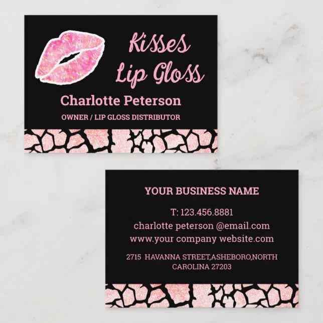 Modern Pink Sparkle Lip Gloss Business Card | Zazzle