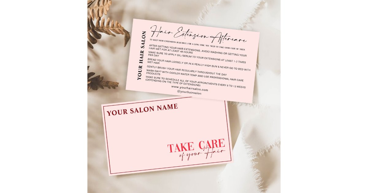 Modern Pink Take Care Your Hair Card | Zazzle