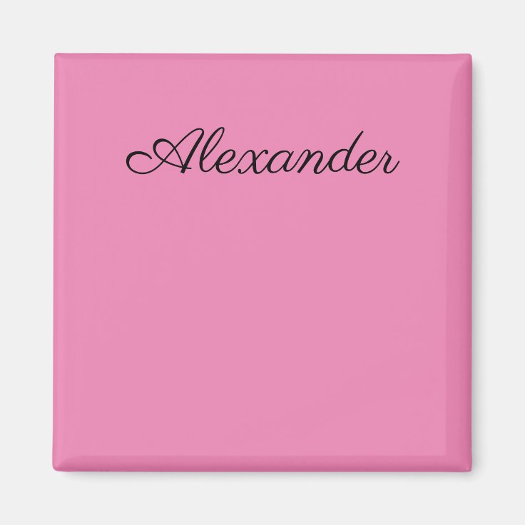 Modern Pink template, Black Script Magnet | Zazzle