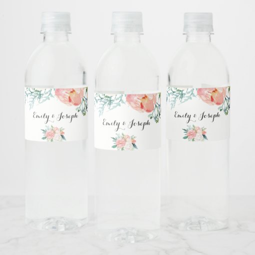 Modern Pink Tropical Floral Water Bottle Label | Zazzle