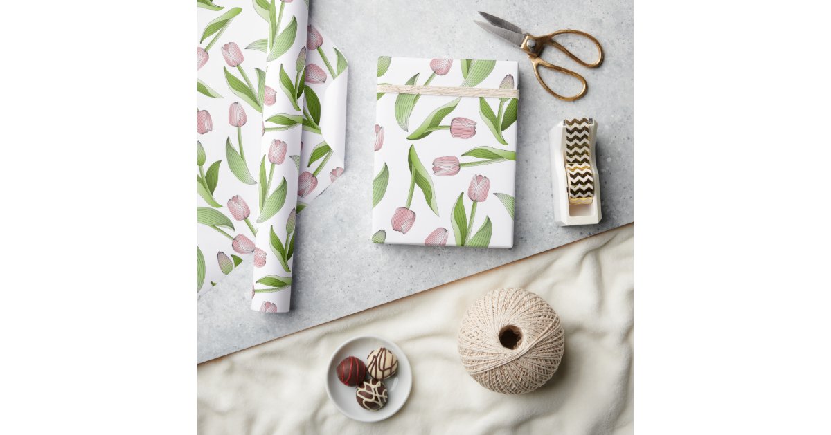 Modern Pink Tulip Wrapping Paper | Zazzle