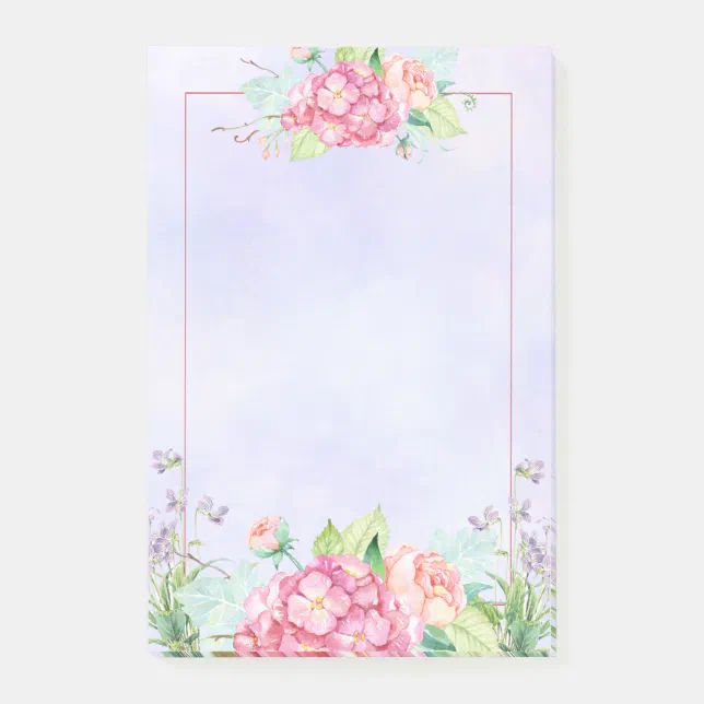 Modern Pink Watercolor Floral Frame Post-it Notes | Zazzle