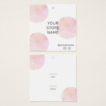 Modern Pink Watercolor Square Boutique Price Tag | Zazzle