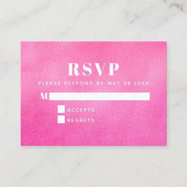 Modern Pink Watercolor Trendy Chic RSVP Enclosure Card | Zazzle