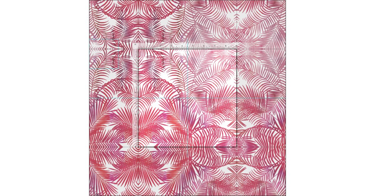 Modern pink watercolor tropical palm tree leaves fabric | Zazzle