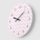 Modern Pink & White Chevron Clock - gray numbers | Zazzle